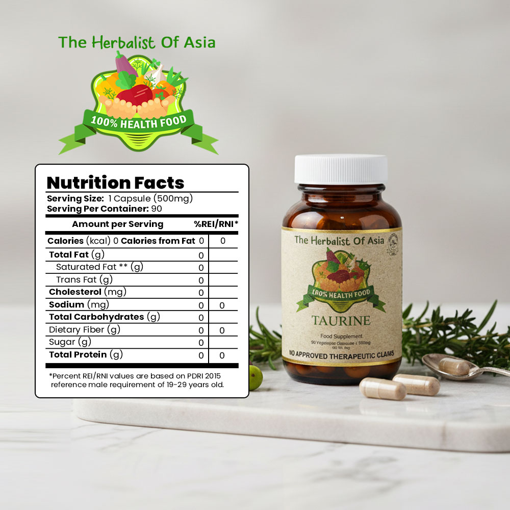 The Herbalist Of Asia Taurine Capsule 500mg 90 Vegetarian Capsules ...